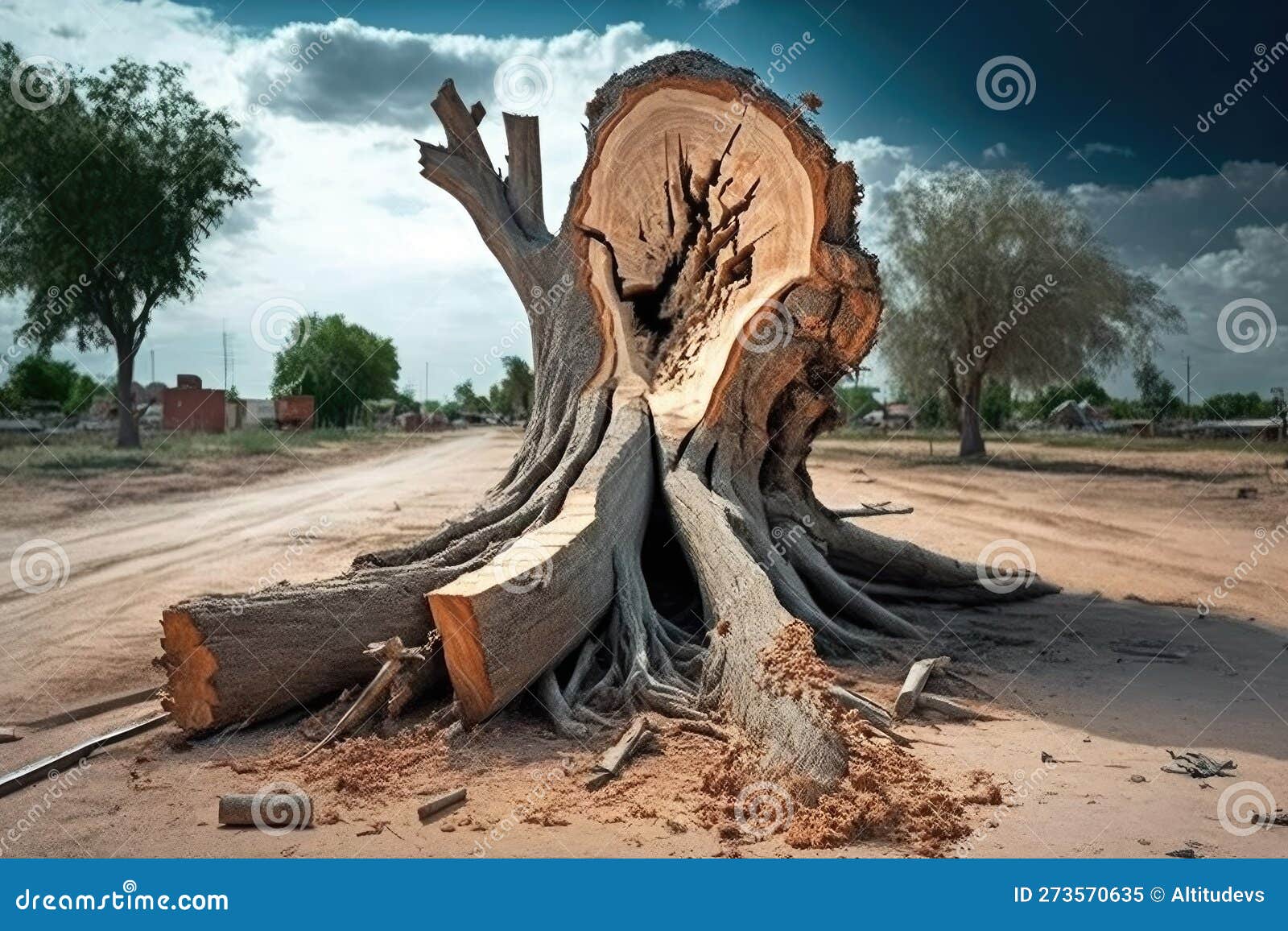 Tree, Destroyed by Chainsaw, with Saw on the Ground Stock Illustration ...