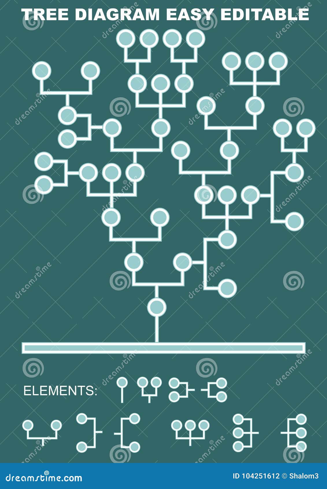 Tree Diagram Composed of Circle Elements and White Connecting Lines ...