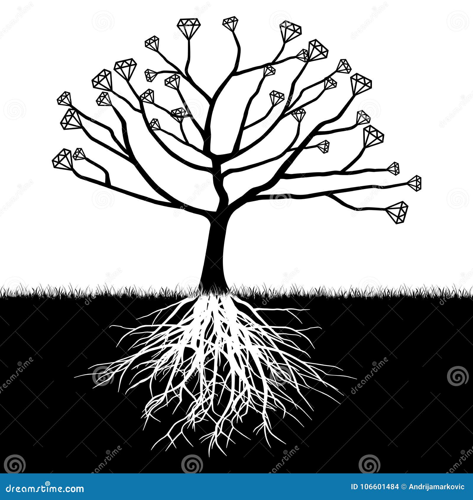 A tree with diamonds stock vector. Illustration of natural - 106601484