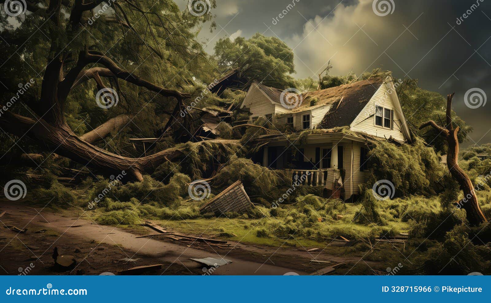 Tree down trees stock photo. Image of roof, disaster - 328715966