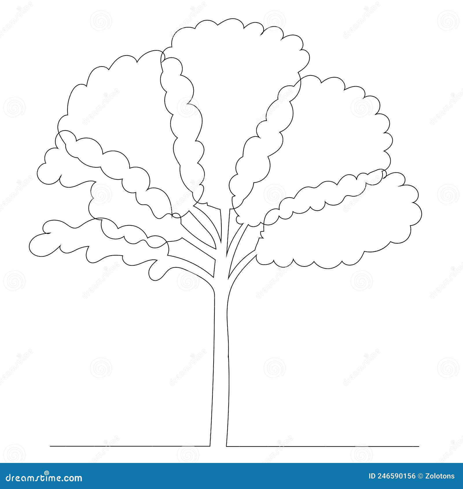 Tree Drawing in One Continuous Line, Isolated Stock Vector ...