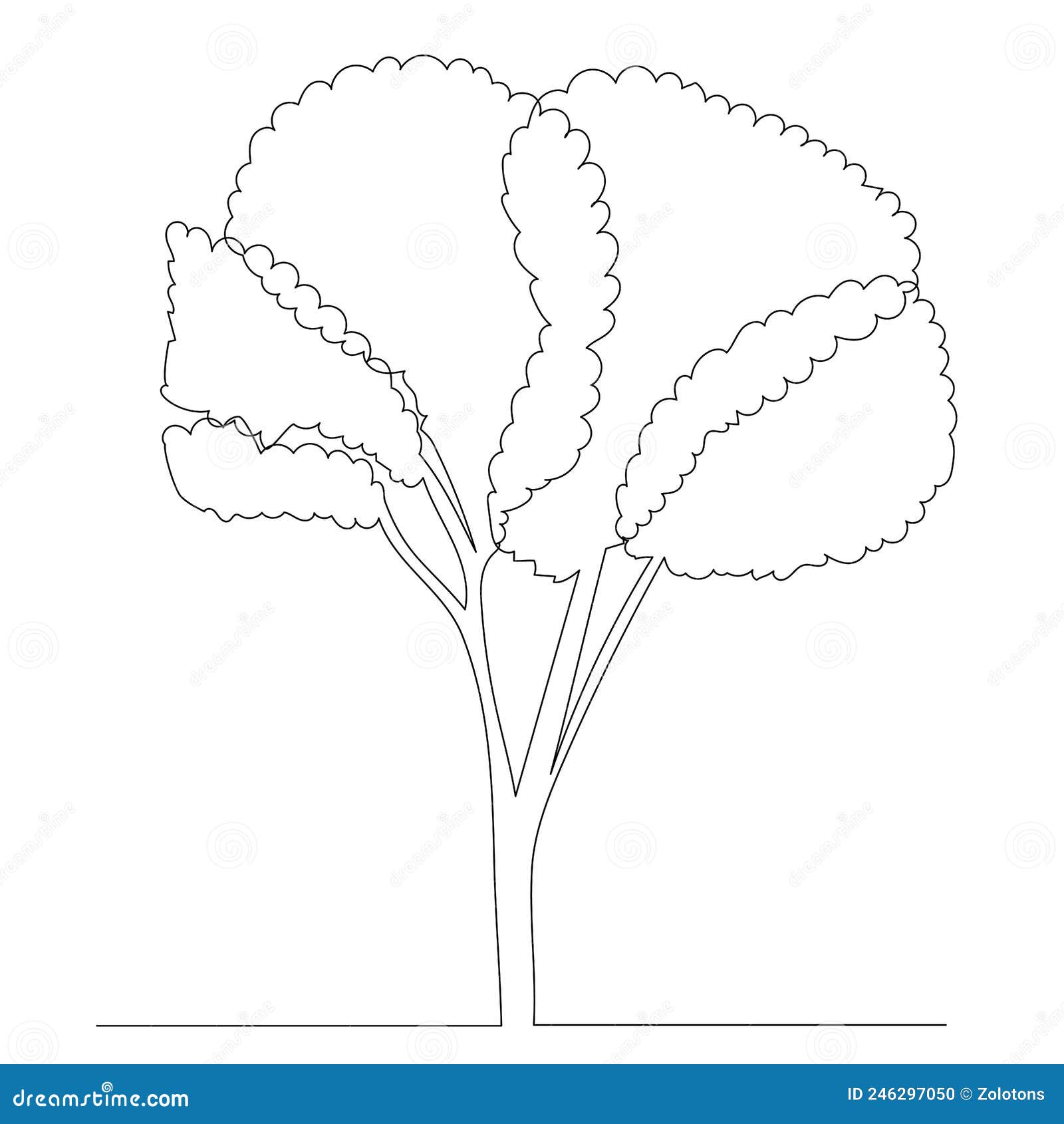 Tree Drawing by One Continuous Line Stock Vector - Illustration of ...