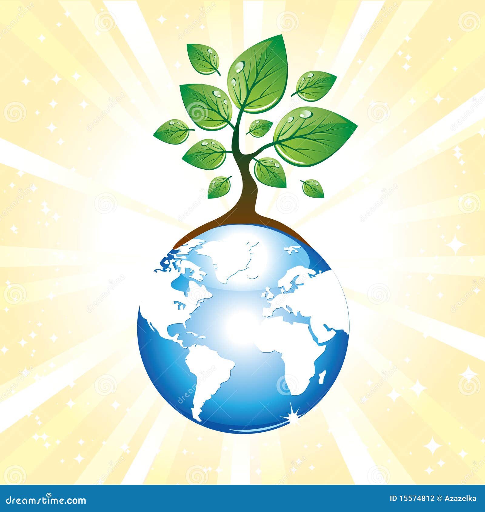 Tree on earth stock vector. Illustration of earth, planet - 15574812
