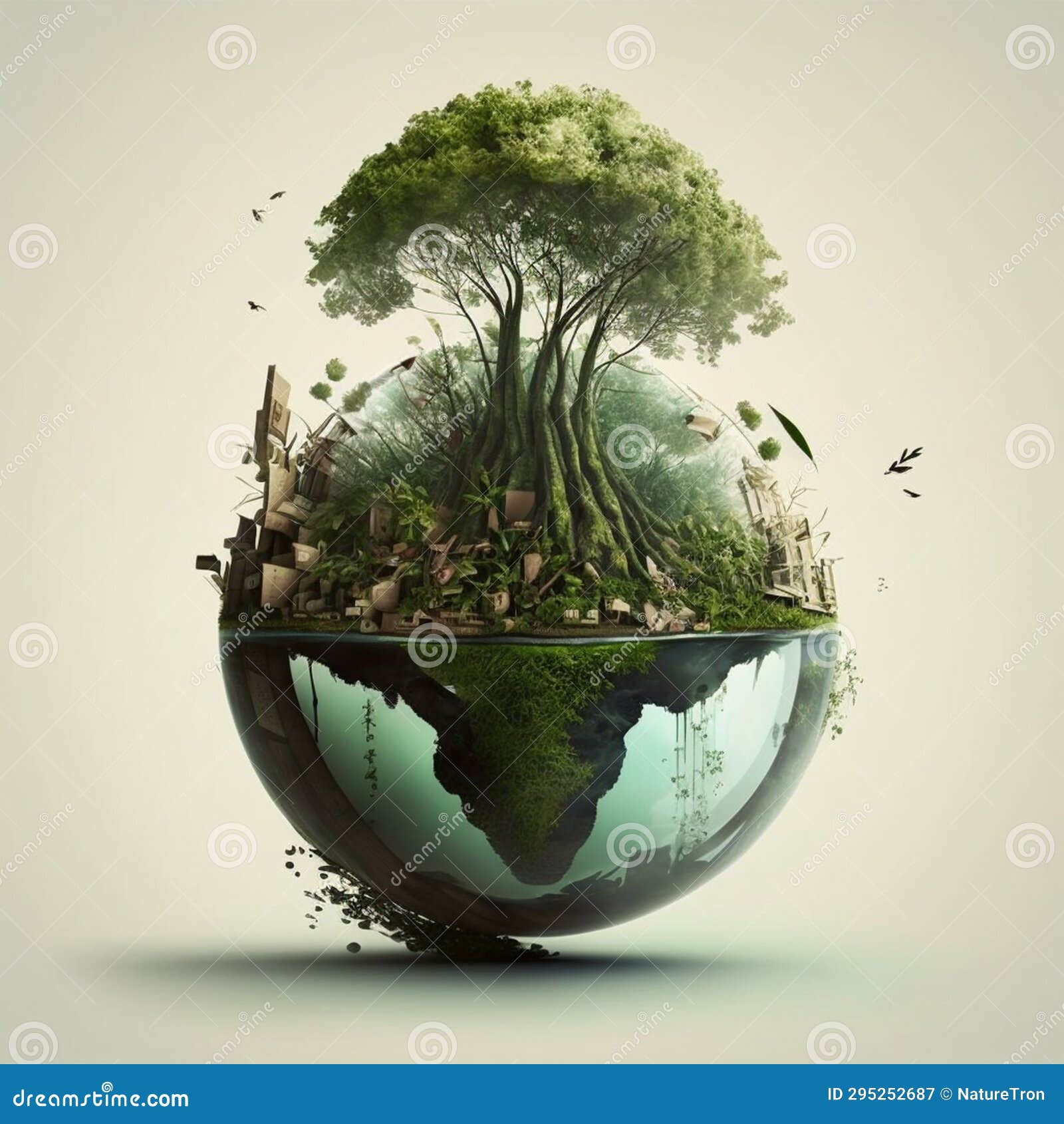 Tree on the Globe Tree on the Earth Stock Illustration - Illustration ...