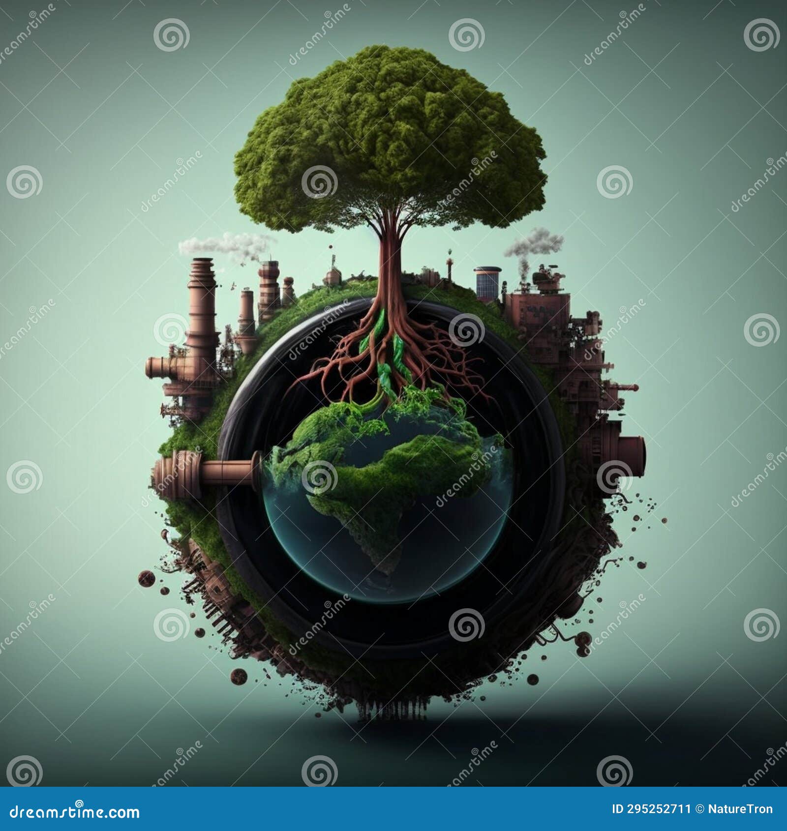 Tree on the Earth Tree on the Planet Tree with Earth Stock Illustration ...