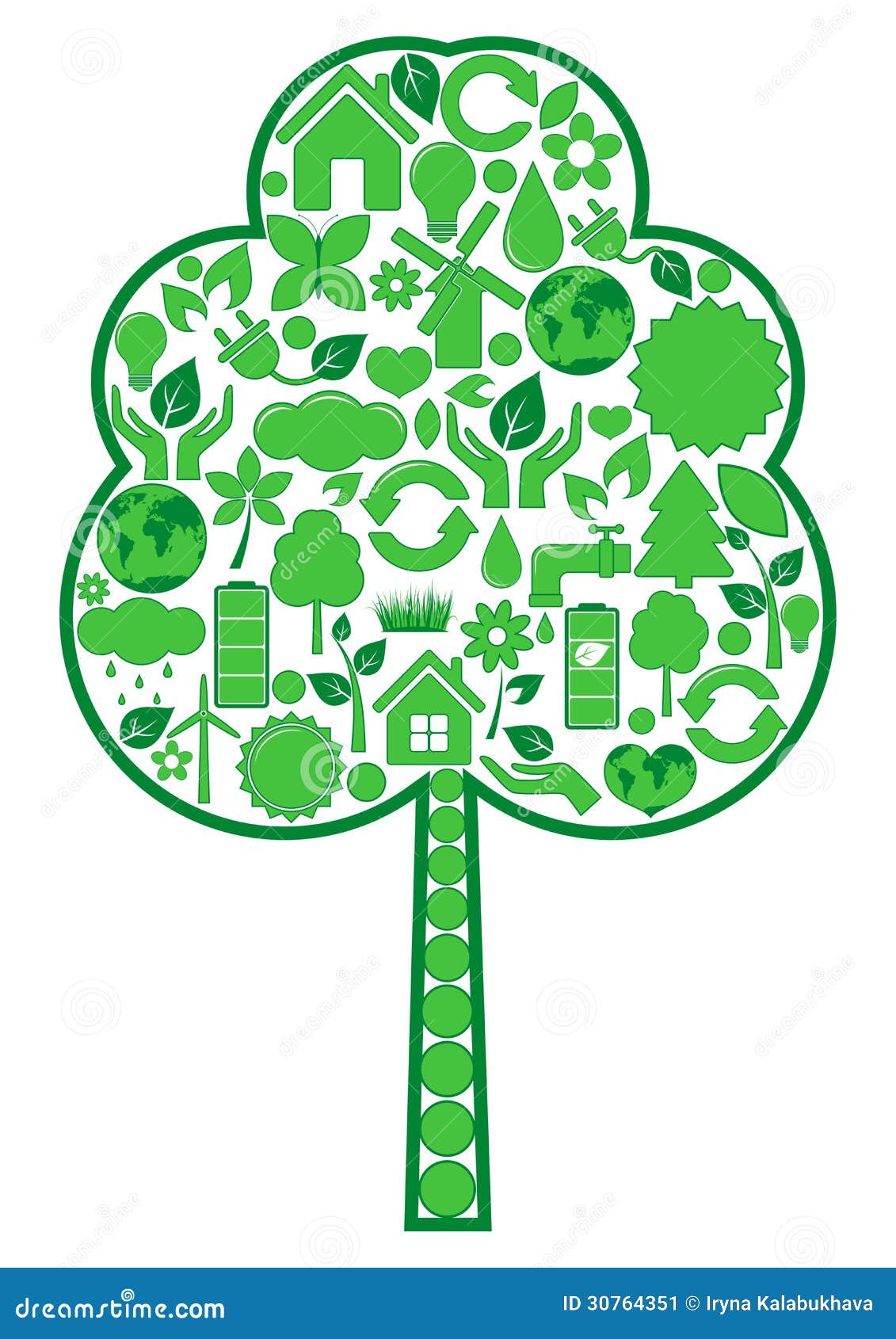 Tree of eco icons stock vector. Illustration of energy - 30764351