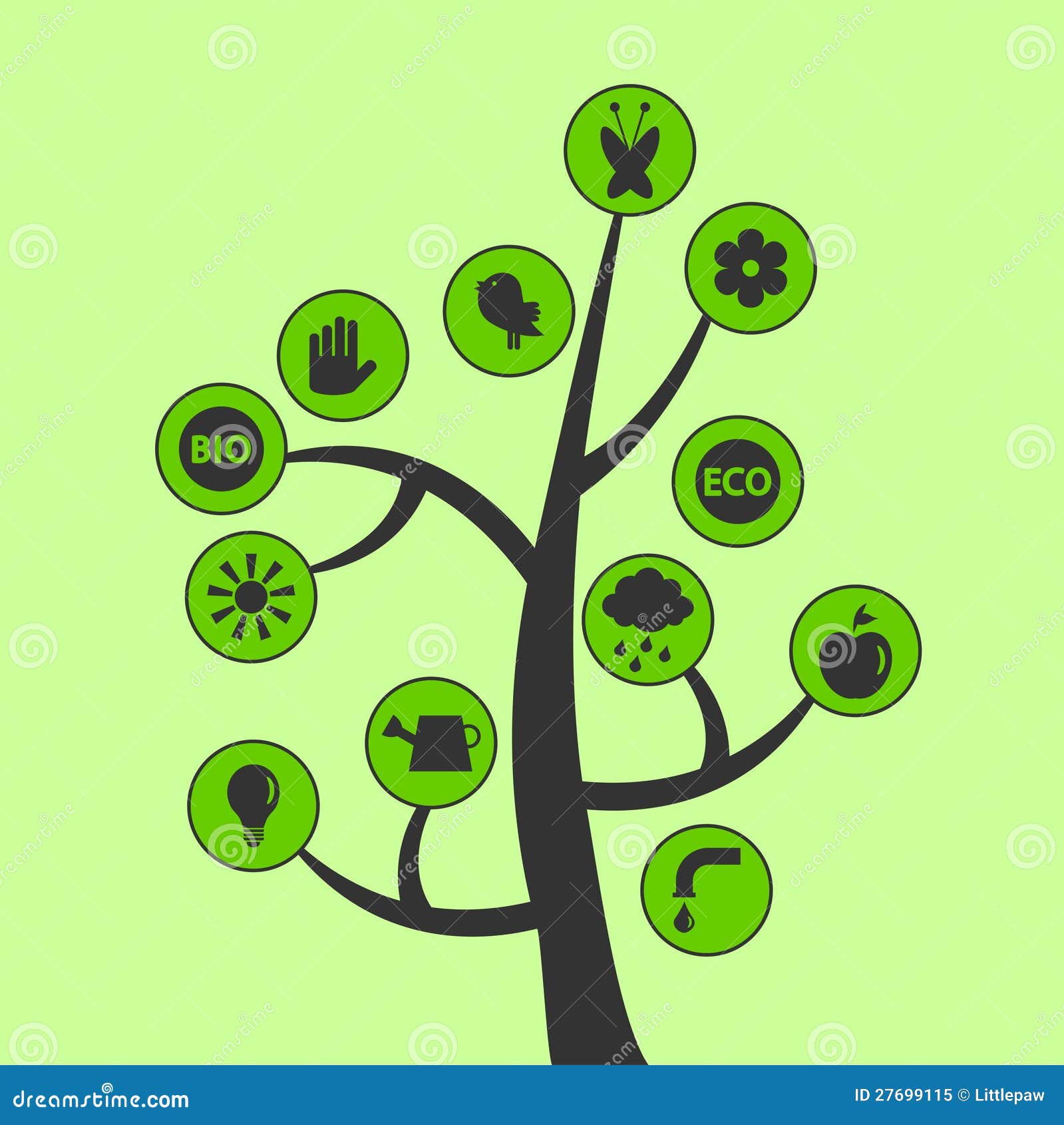 Tree with ecological icons stock vector. Illustration of organic - 27699115