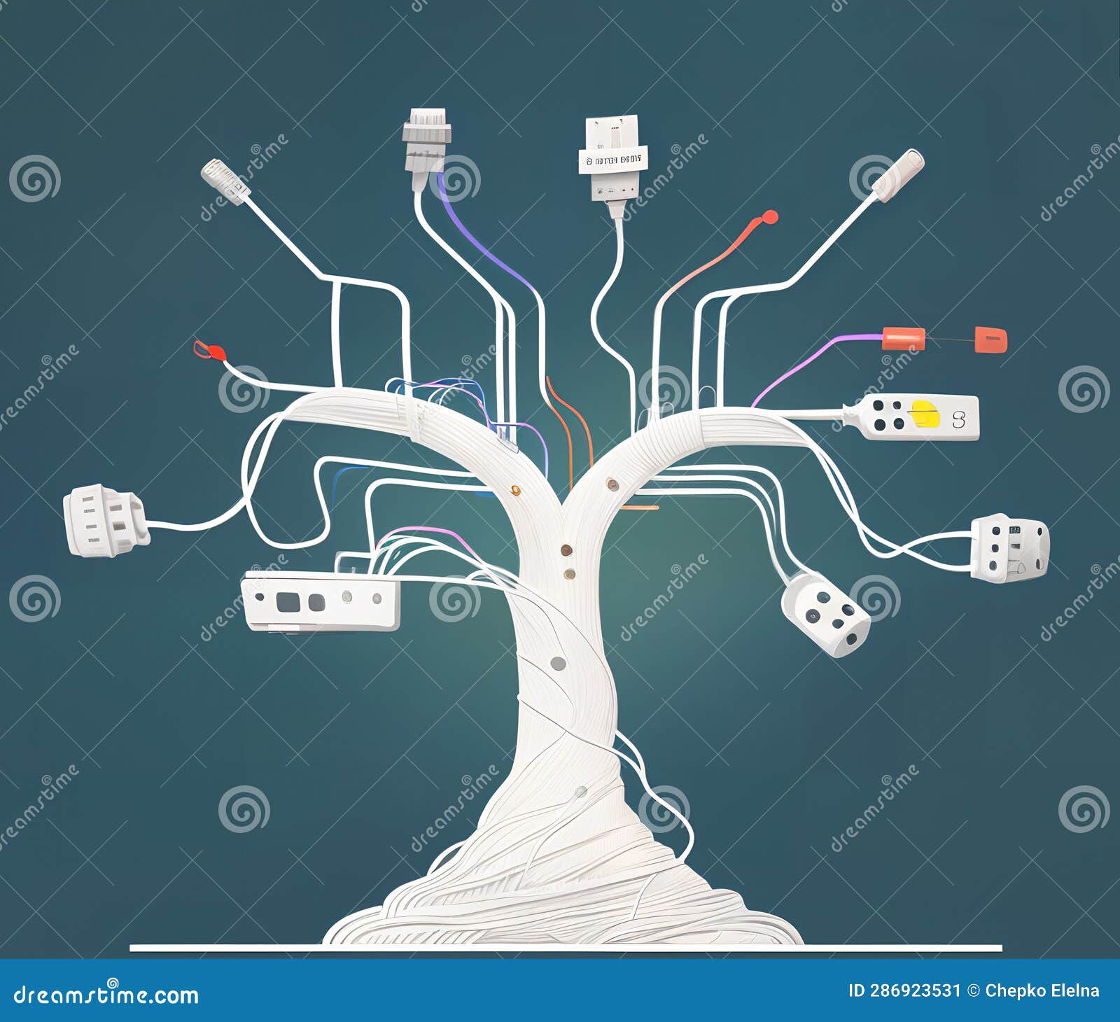 Tree from Electrical Wires Tangled Stock Illustration - Illustration of ...