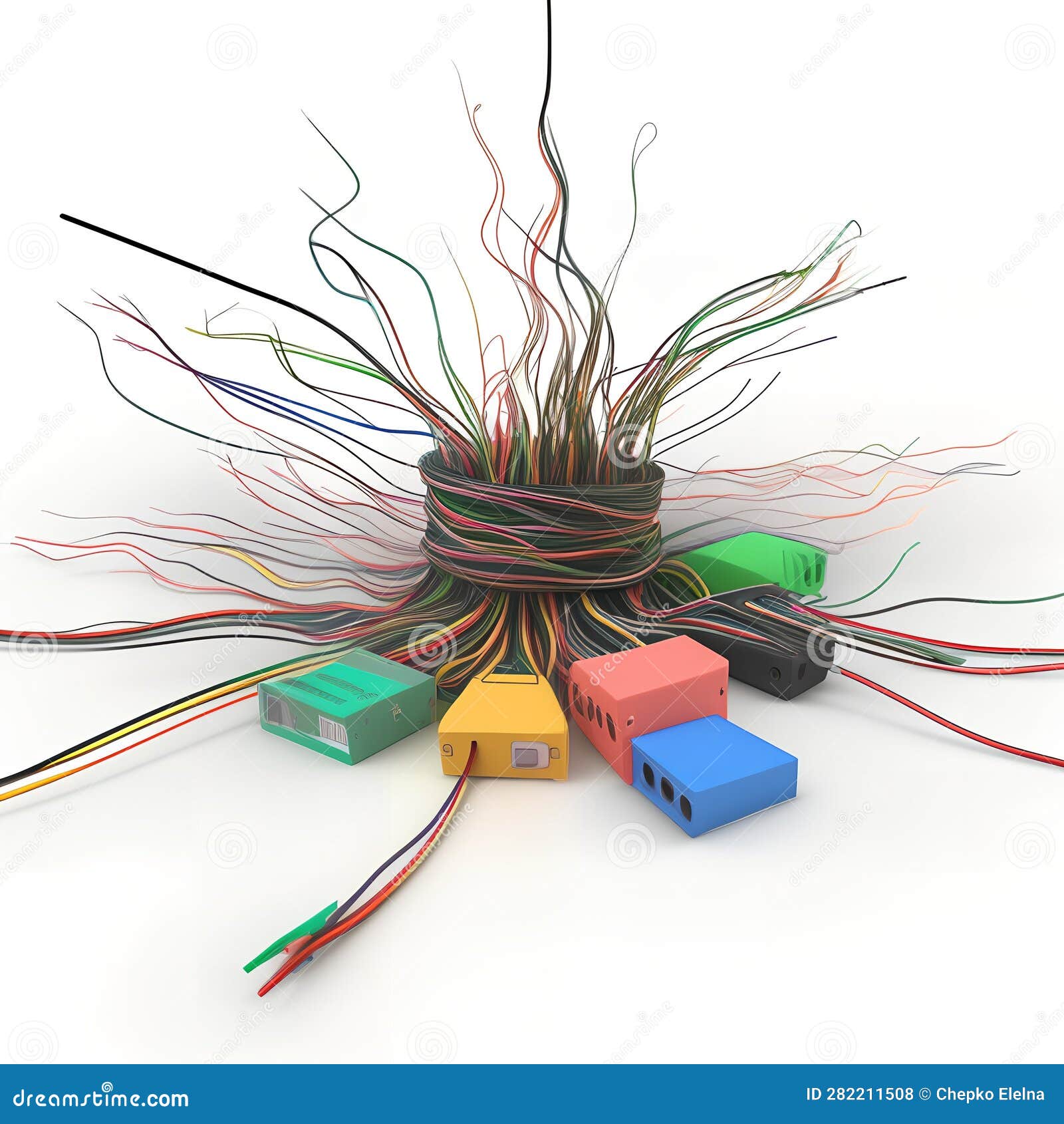 Tree from Electrical Wires Tangled . Generative AI Stock Illustration ...