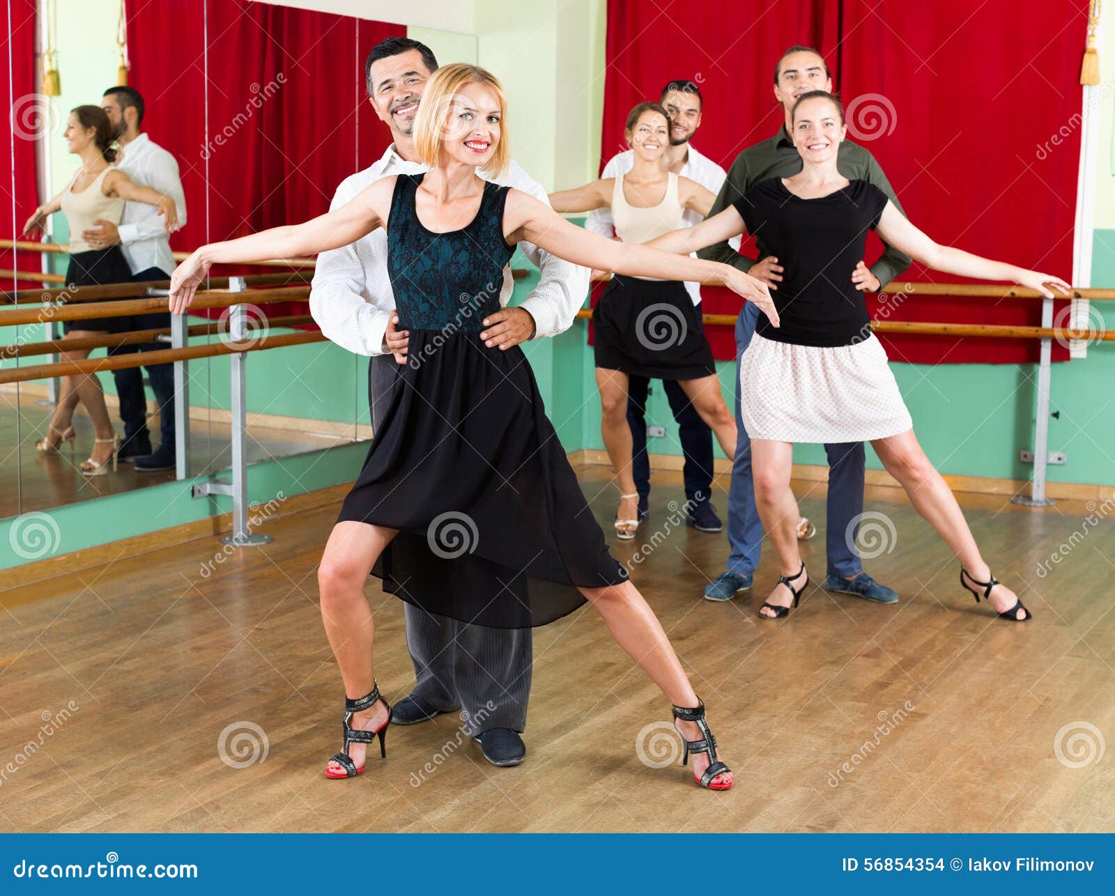 Tree Elegant Couples Dancing Waltz Stock Photo - Image: 56854354