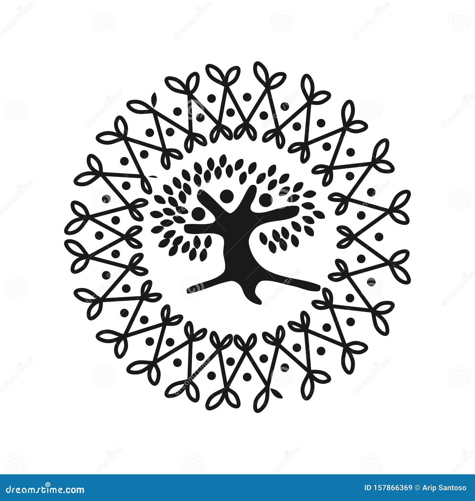 Tree Emblem Rotation Commitment Teamwork Together Black Logo Stock ...