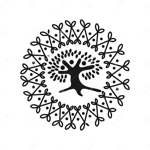 Tree Emblem Rotation Commitment Teamwork Together Black Logo Stock ...