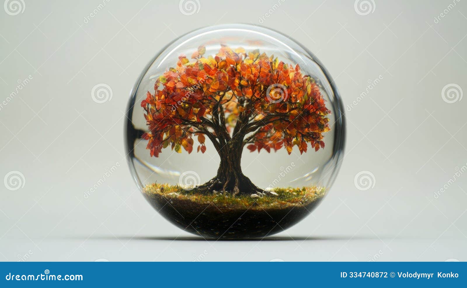 Tree Encased in Glass Sphere on White Background Stock Photo - Image of ...