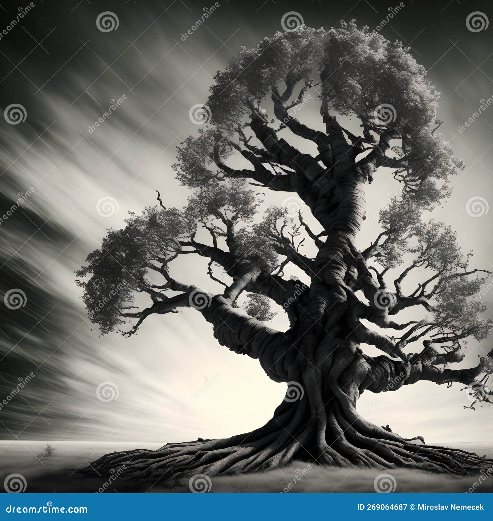 Tree at End of Time, Generative AI Illustration Stock Illustration ...