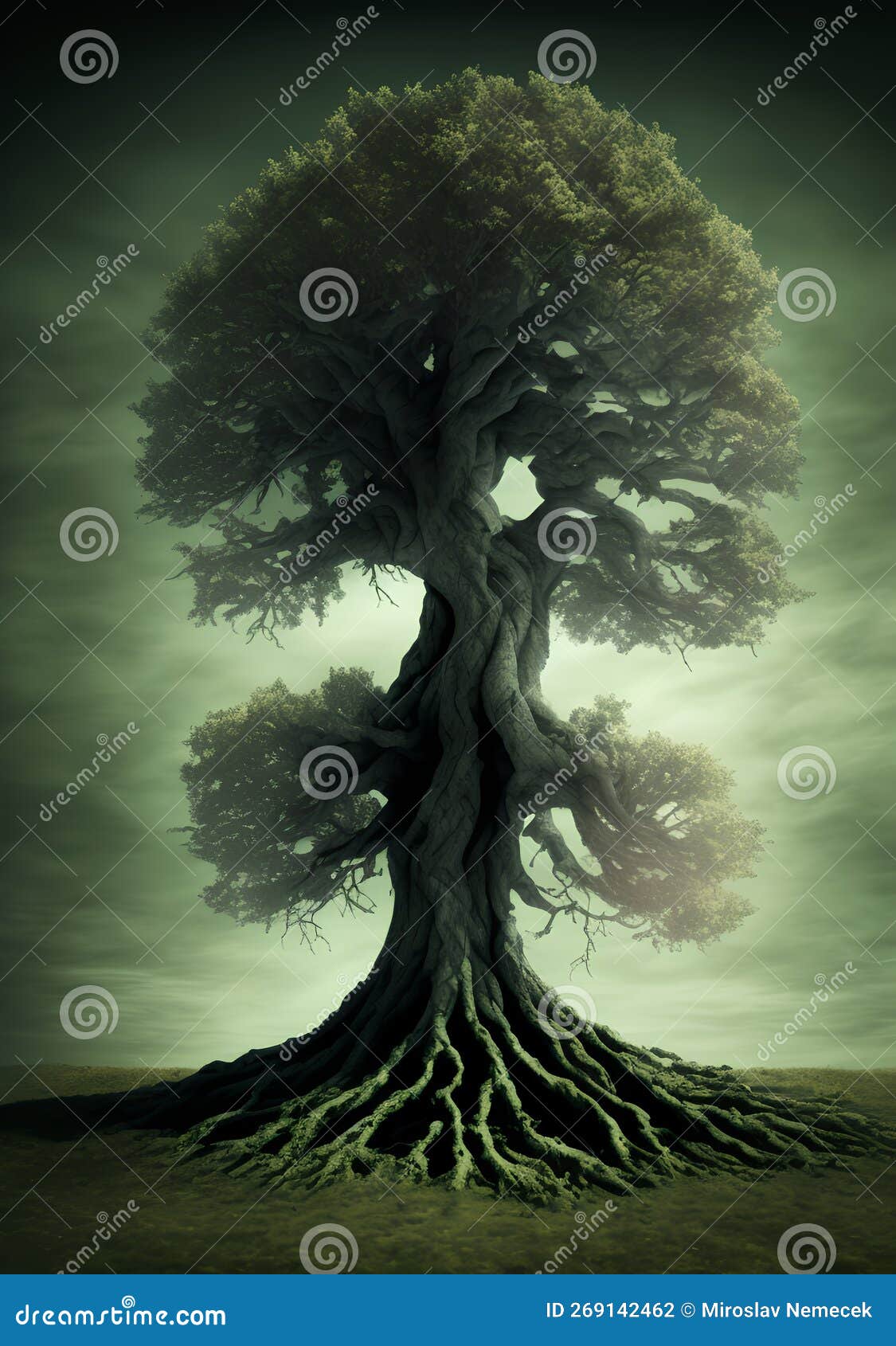 Tree at End of Time, Generative AI Illustration Stock Illustration ...
