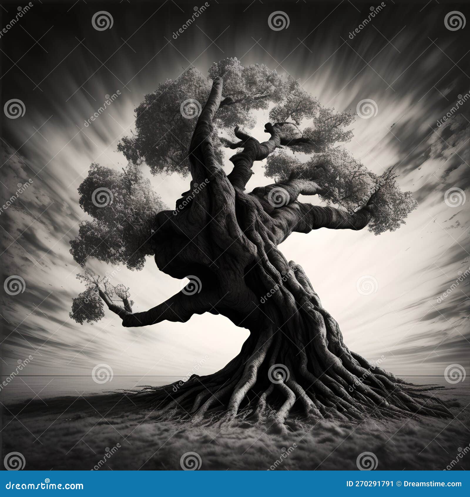 Tree at End of Time, Generative AI Illustration Stock Illustration ...