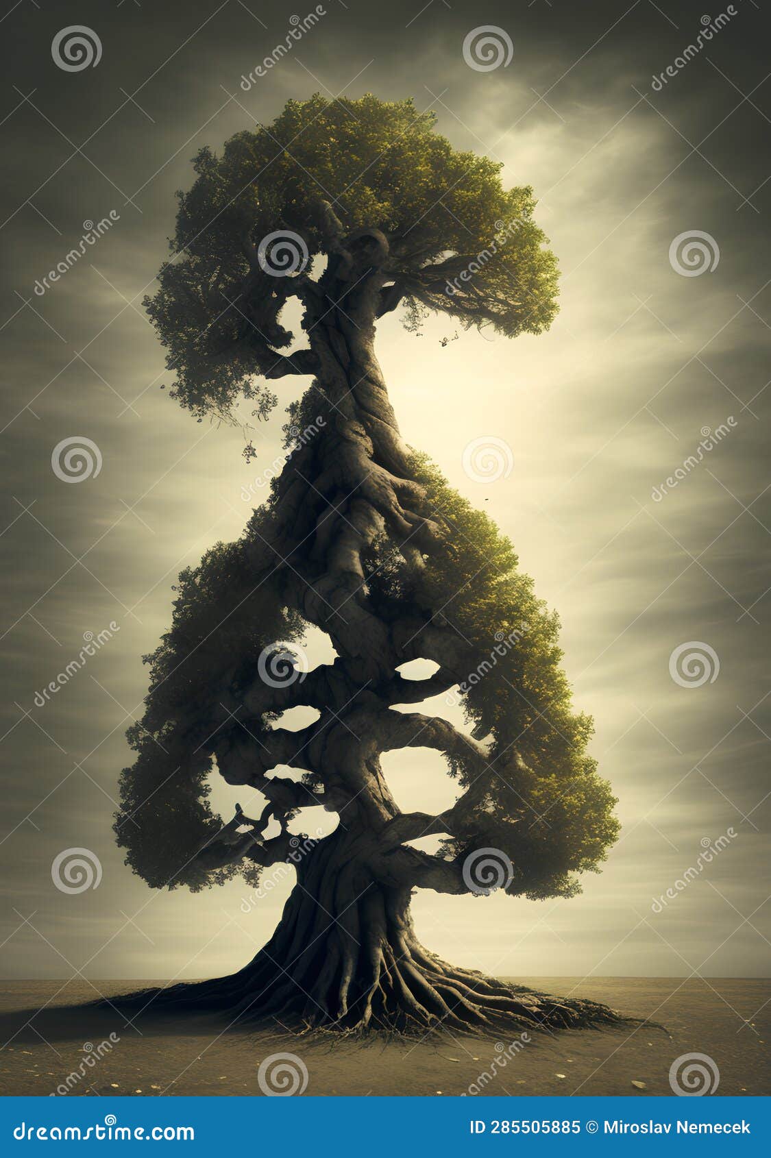 Tree at End of Time, Generative AI Illustration Stock Illustration ...