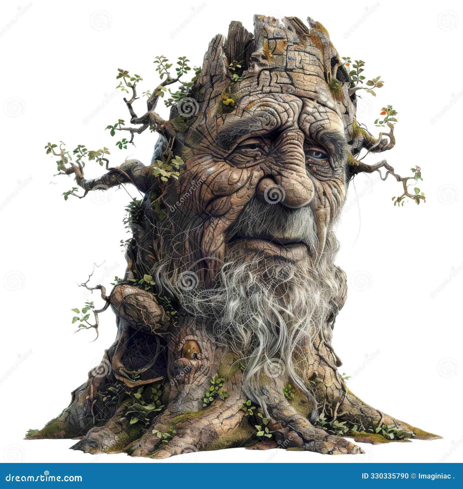 A Tree Entwined with the Face of an Old Man Stock Illustration - Illustration of roots, abstract ...