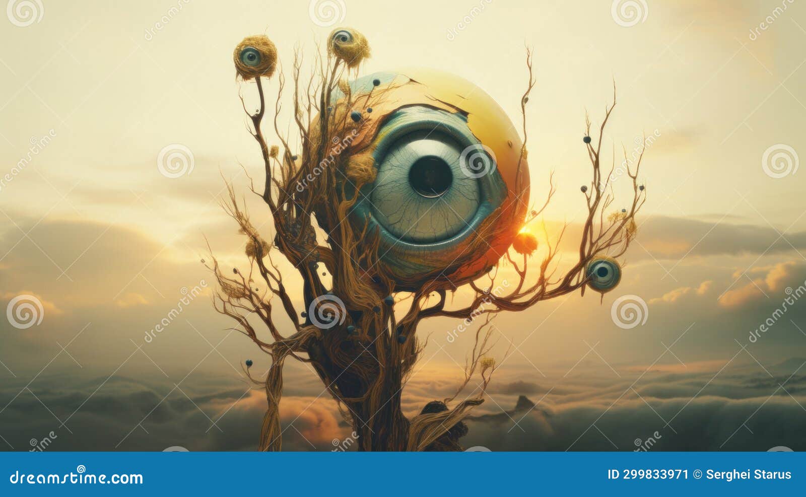 A Tree with an Eyeball in the Middle of it, AI Stock Image - Image of ...