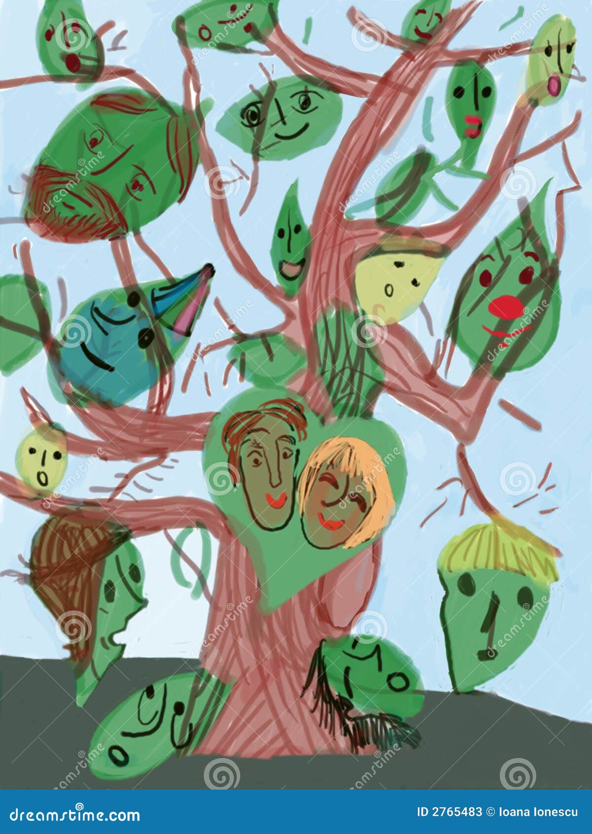Tree with faces stock illustration. Illustration of face - 2765483