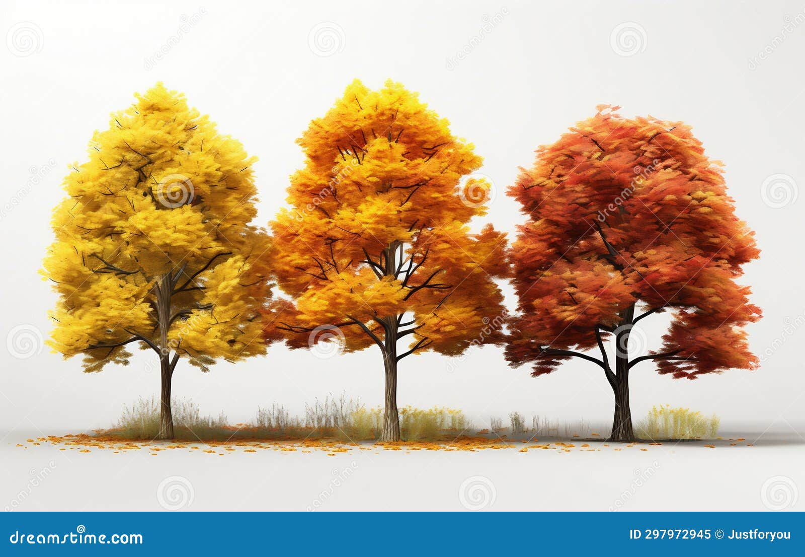 Tree with Fall Foliage Isolated on White. Generative Ai Stock ...