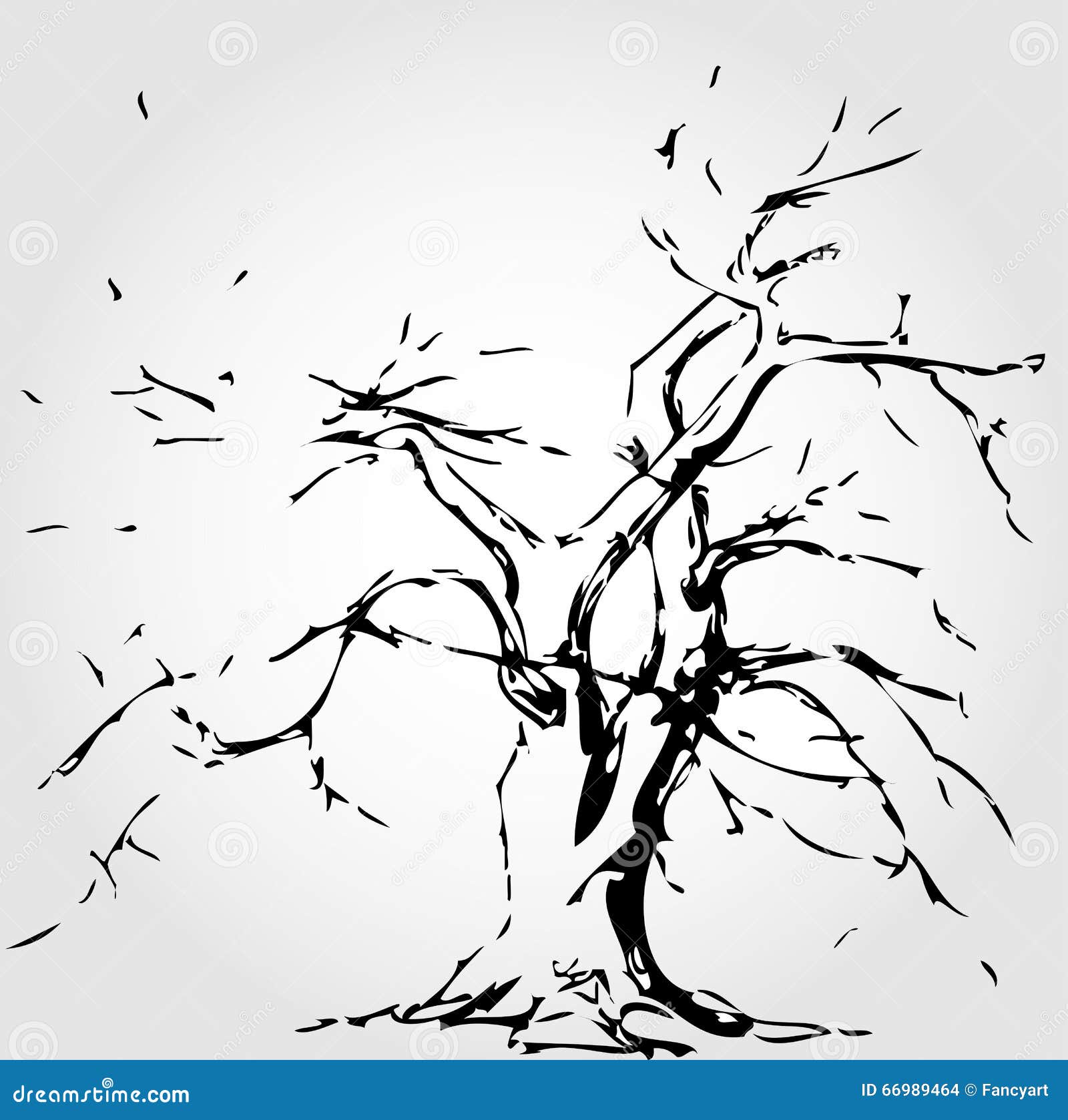 Tree with fallen leaves stock vector. Illustration of bush - 66989464