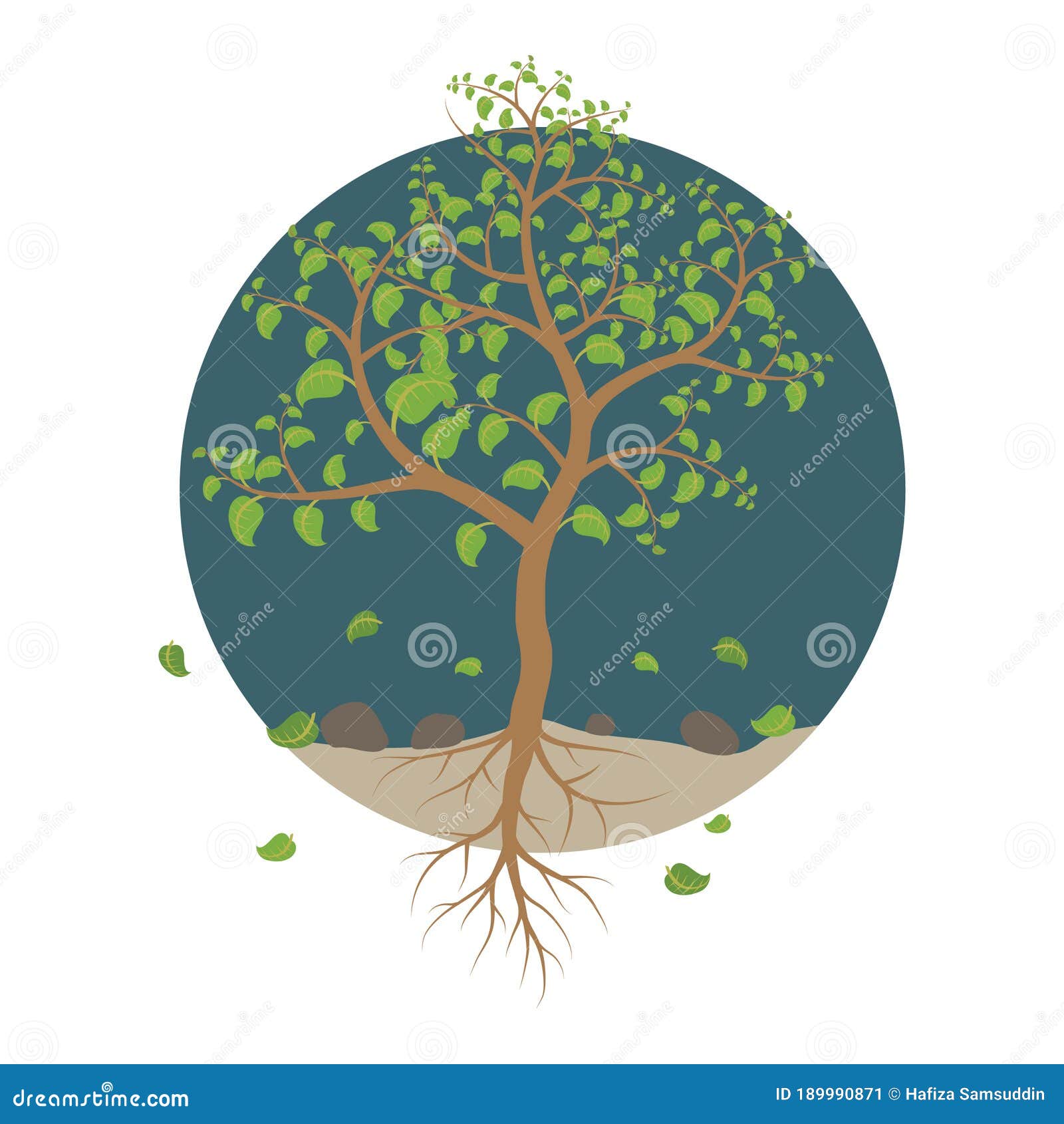 Tree with Fallen Leaves. Vector Illustration Decorative Design Stock ...