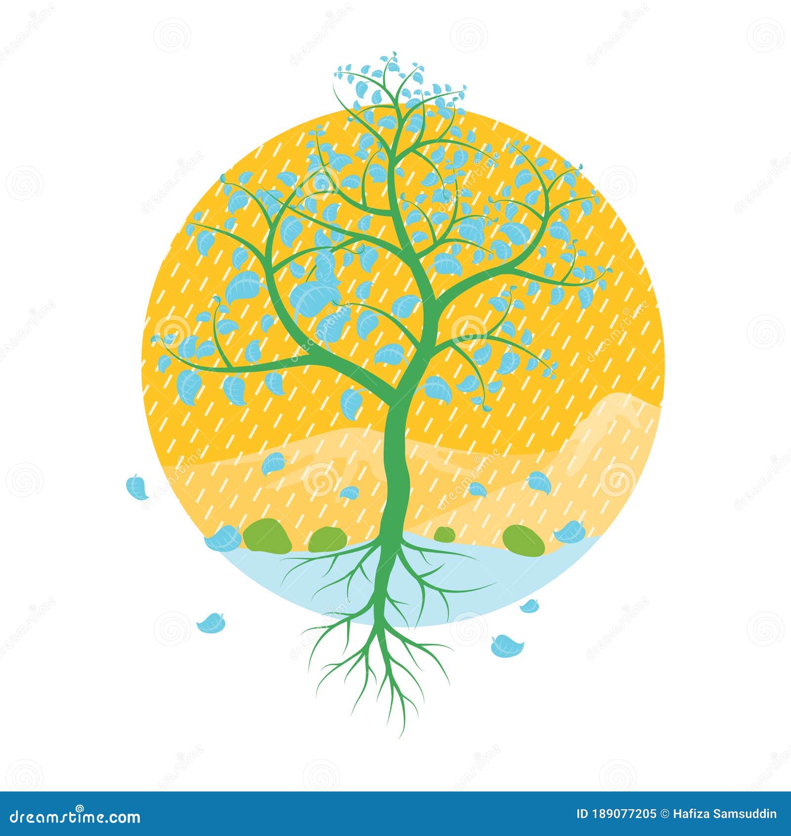 Tree with Fallen Leaves. Vector Illustration Decorative Design Stock ...