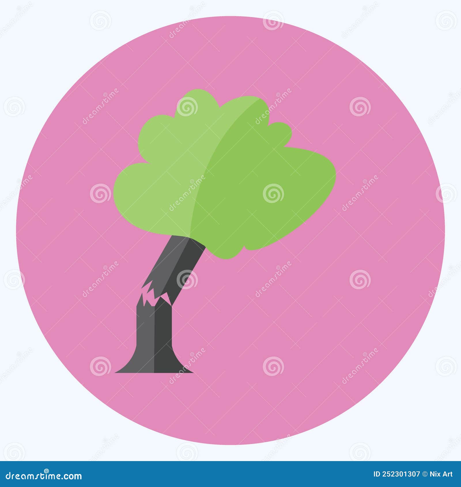 Tree Falling Icon in Trendy Flat Style Isolated on Soft Blue Background ...