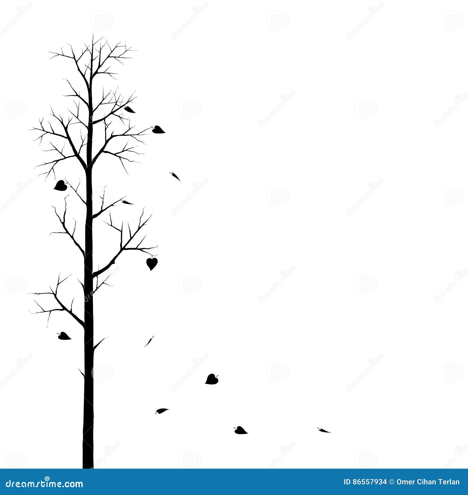Tree with Falling Leaves Silhouette Stock Vector - Illustration of ...
