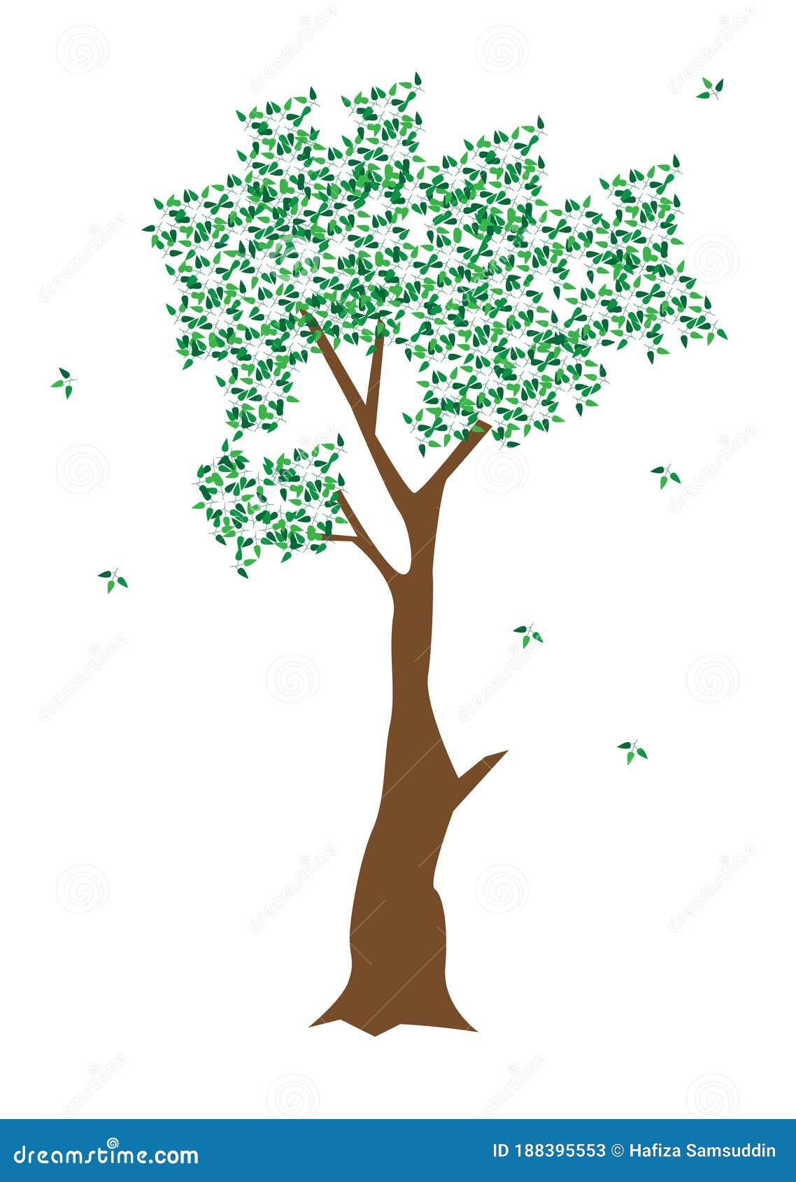 Tree with Falling Leaves. Vector Illustration Decorative Design Stock ...