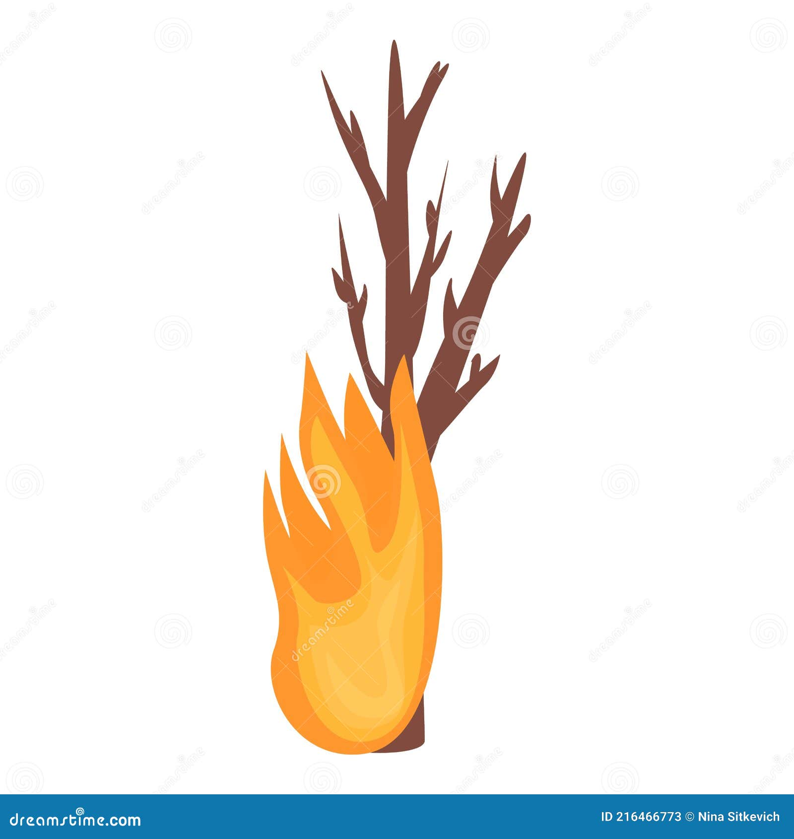 Tree in Fire Icon, Cartoon Style Stock Vector - Illustration of cartoon ...