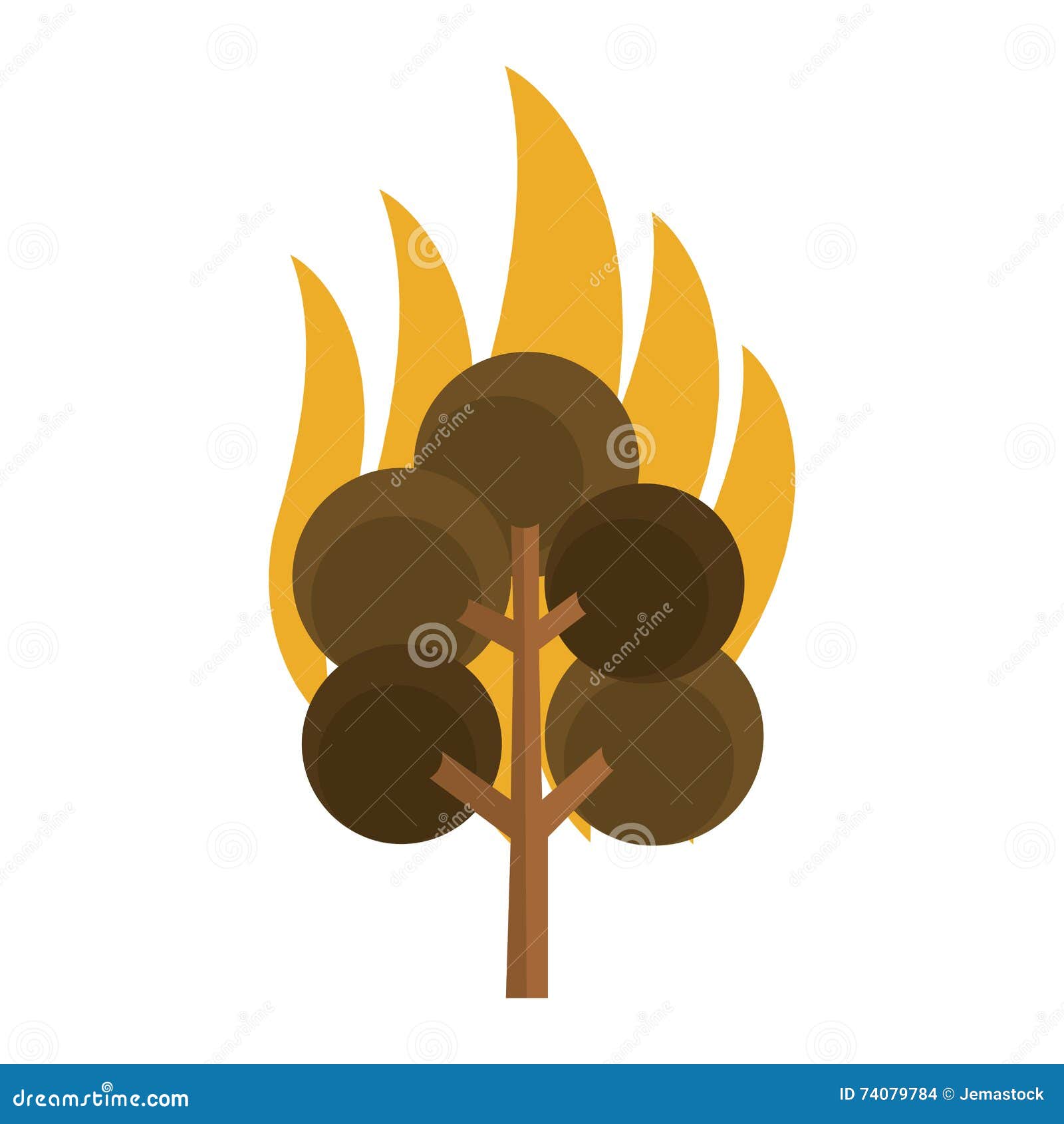 Tree on fire icon stock illustration. Illustration of consume - 74079784