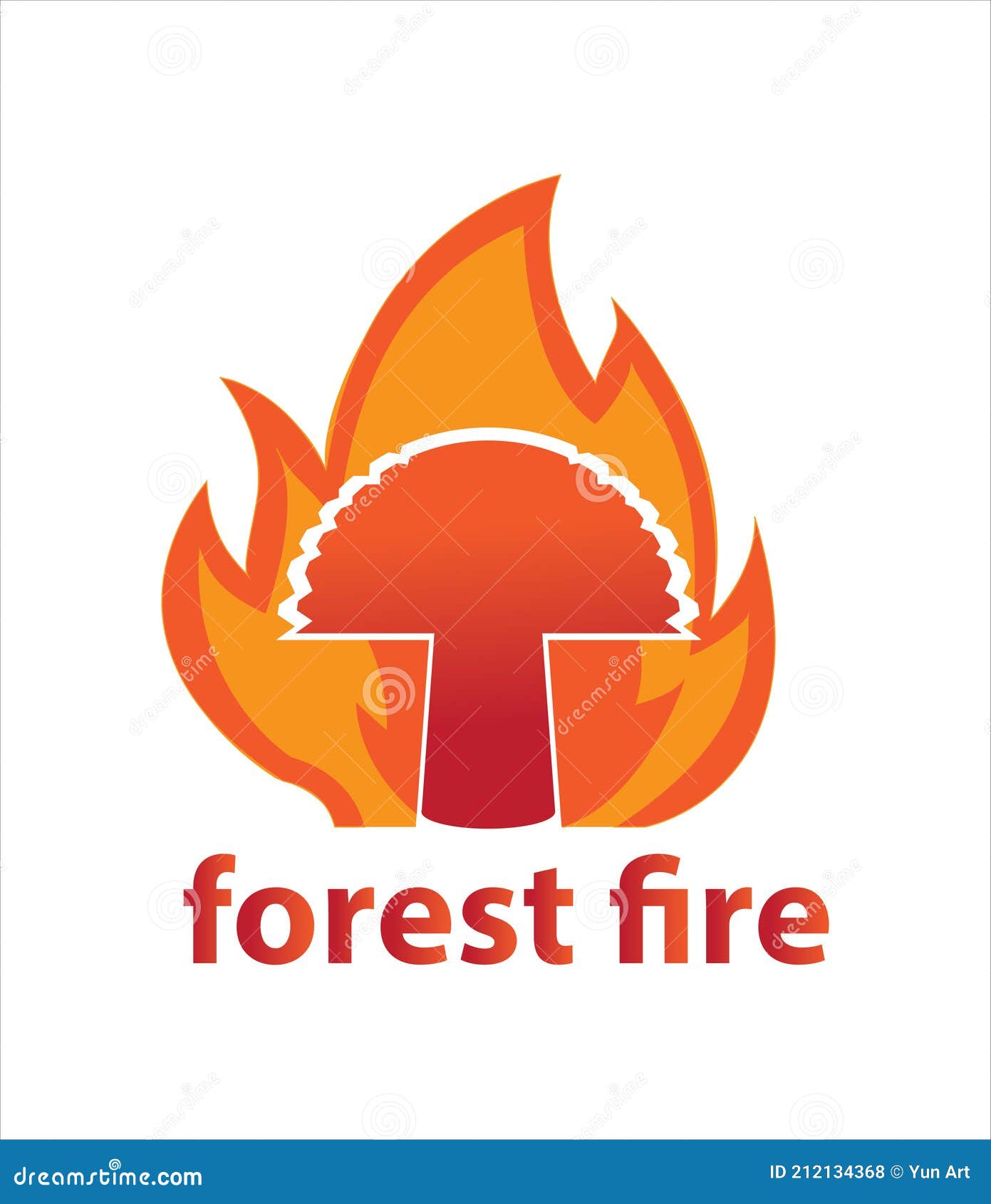 Tree and fire logo vector stock illustration. Illustration of ...