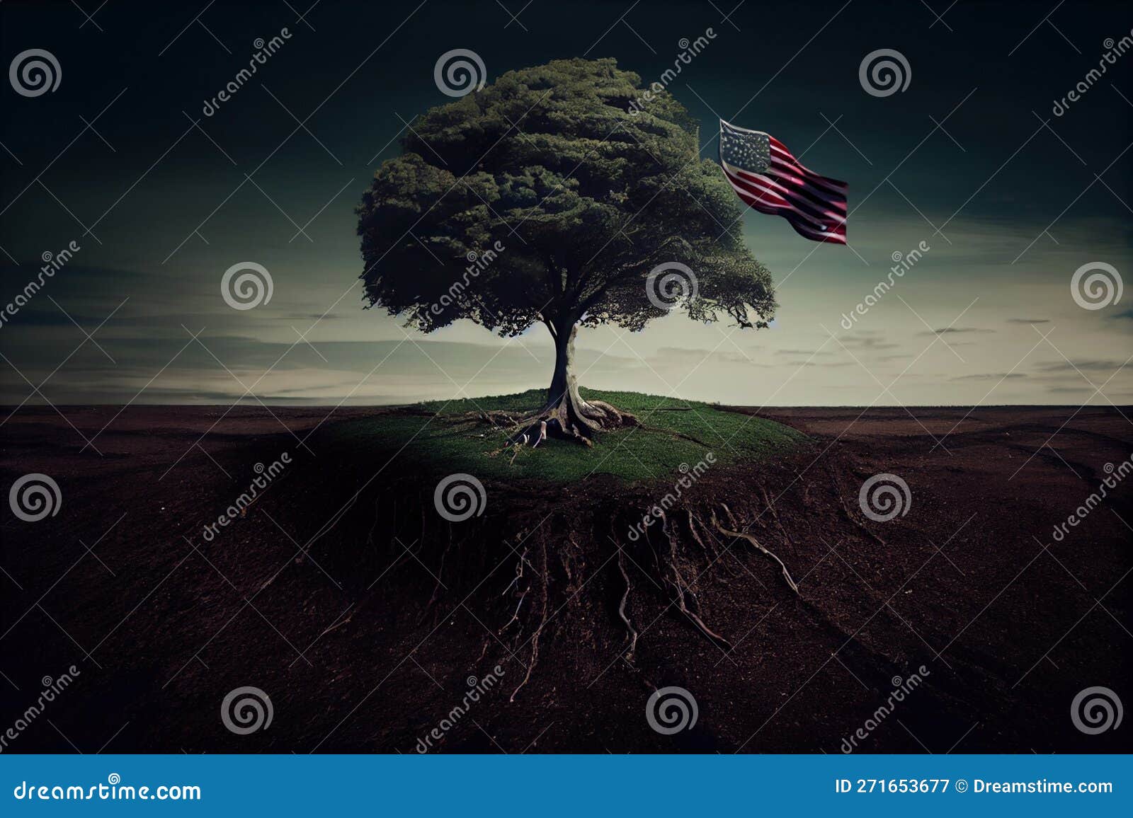 Tree with Flag Planted in Ground, Made with Generative AI Stock ...
