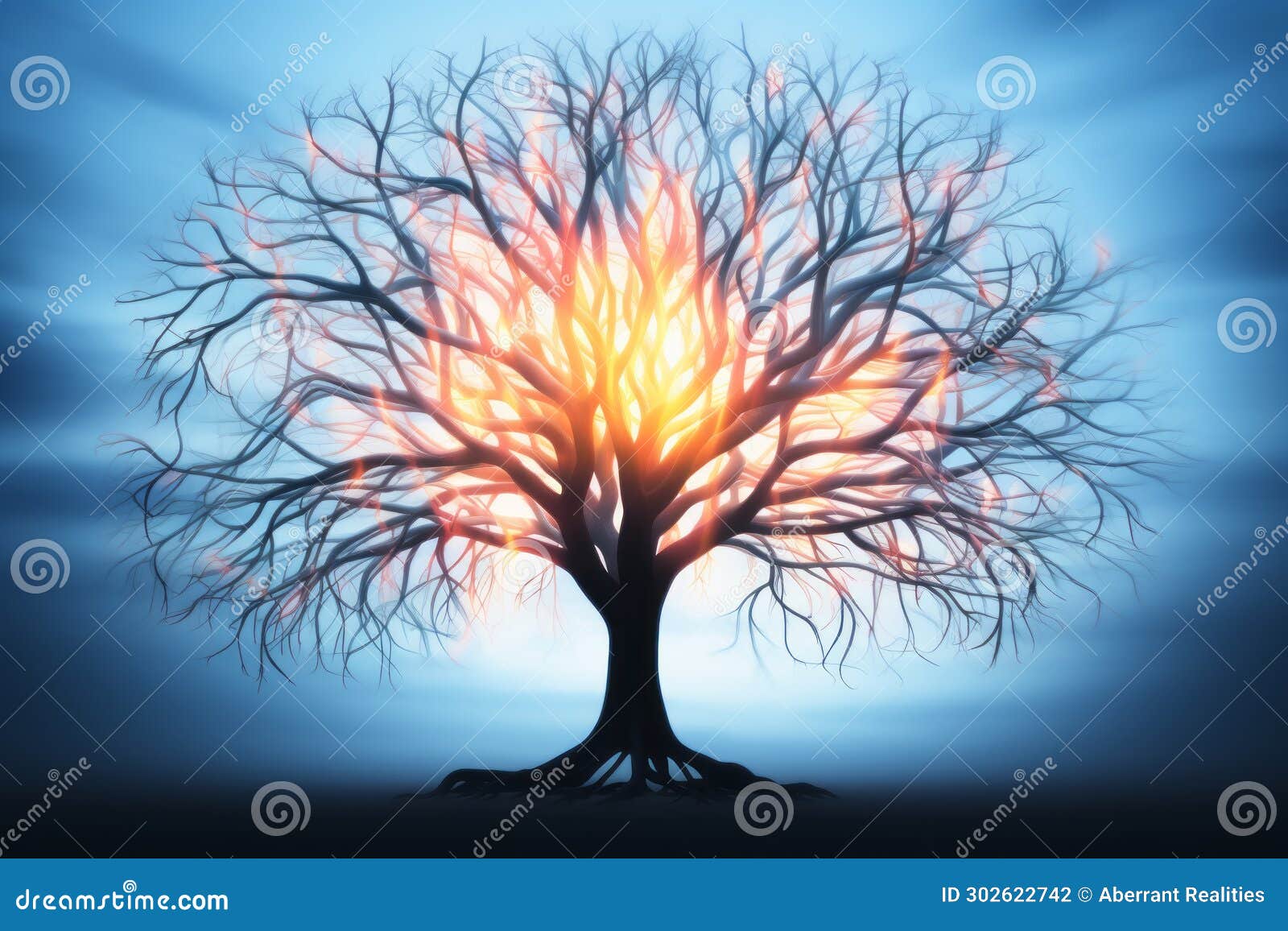 A Tree with Flames Coming Out of it Stock Illustration - Illustration ...