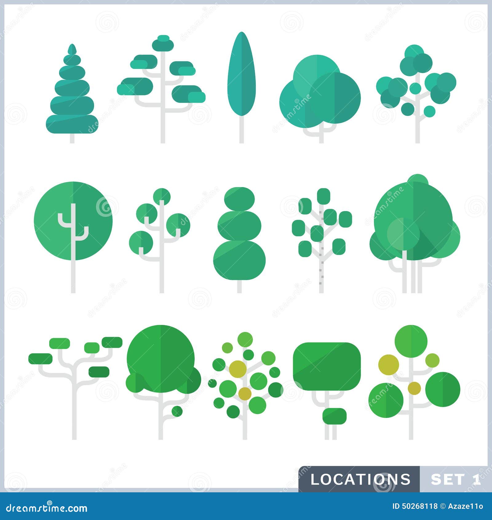Tree Flat Icon Set stock vector. Illustration of decorative - 50268118