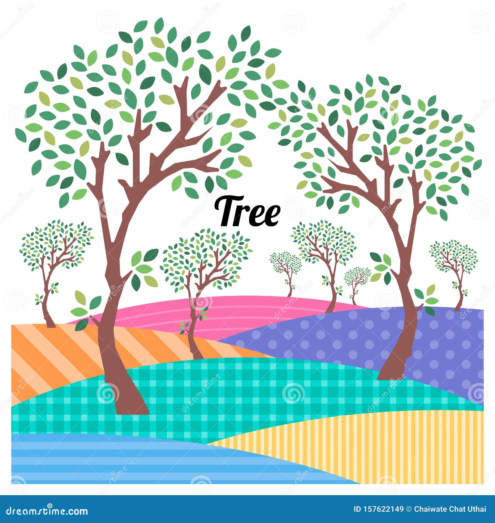 Tree and Floor Patterns. Variety Patterns on the Field Stock Vector ...