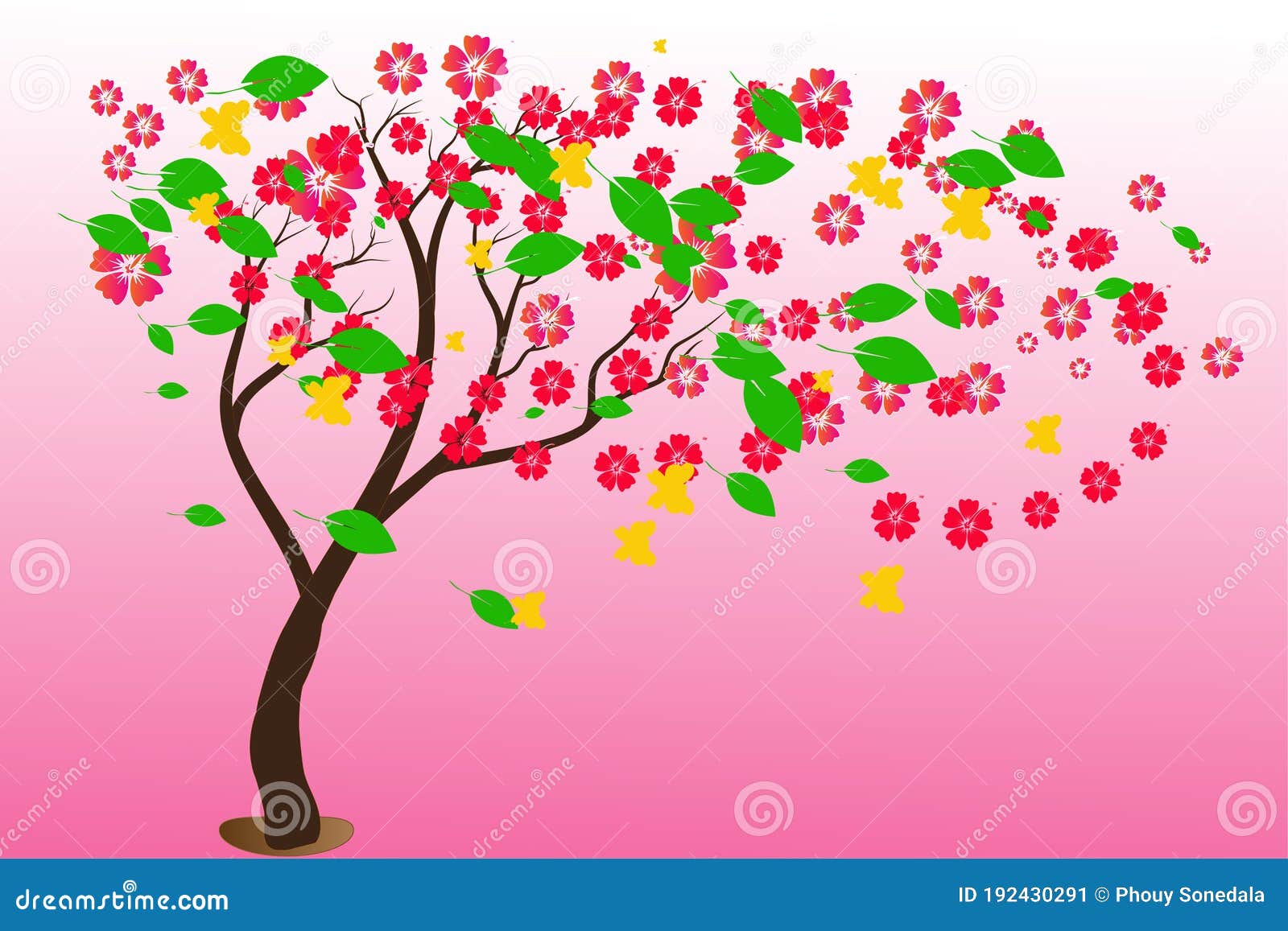 Tree flowers illustration stock illustration. Illustration of vector ...