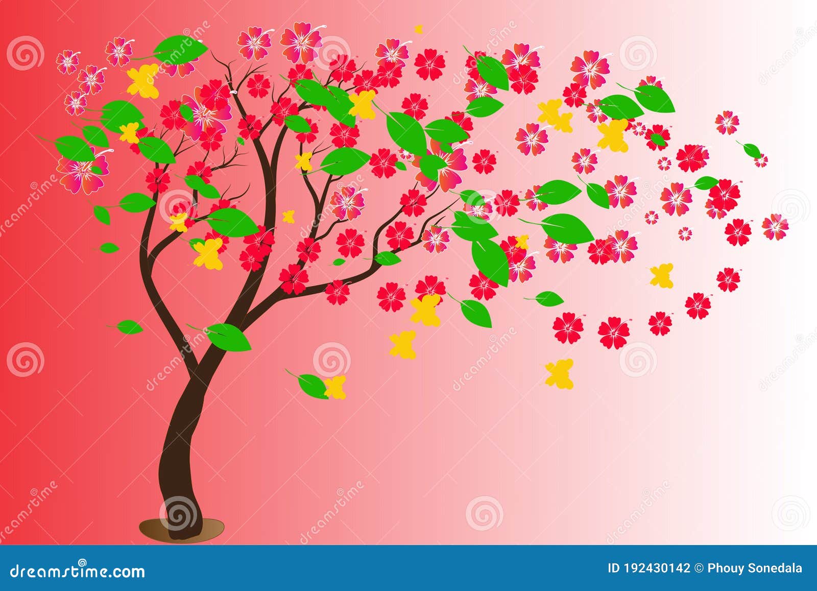 Tree flowers illustration stock illustration. Illustration of trunk ...
