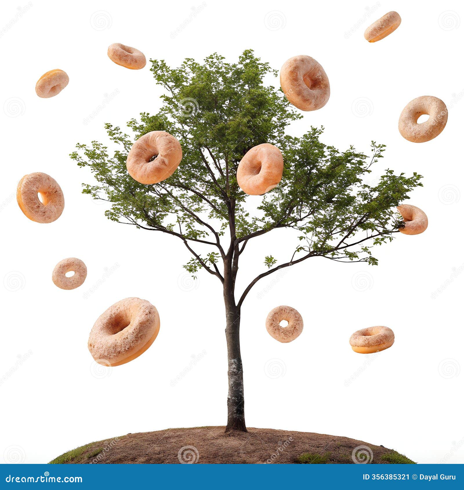 Tree Flying Donuts stock illustration. Illustration of dreamlike ...