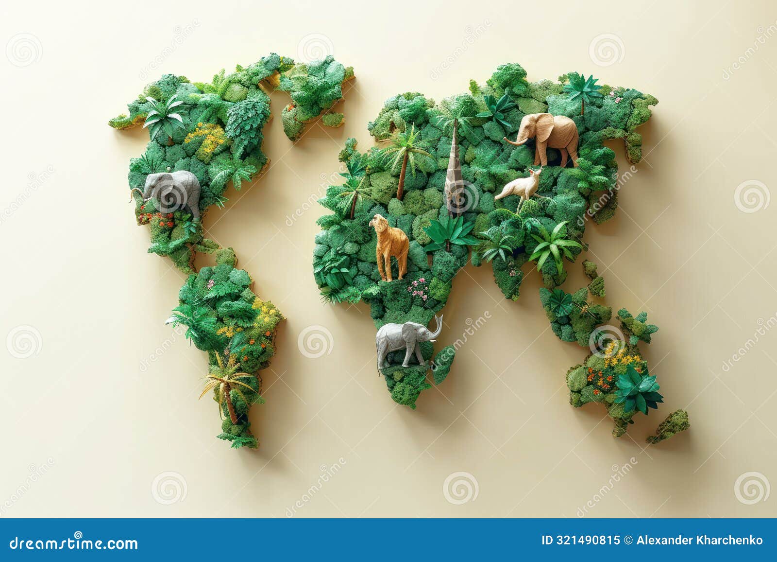 Tree or Forest Shape of Green World Map Planet Environment Extreme ...