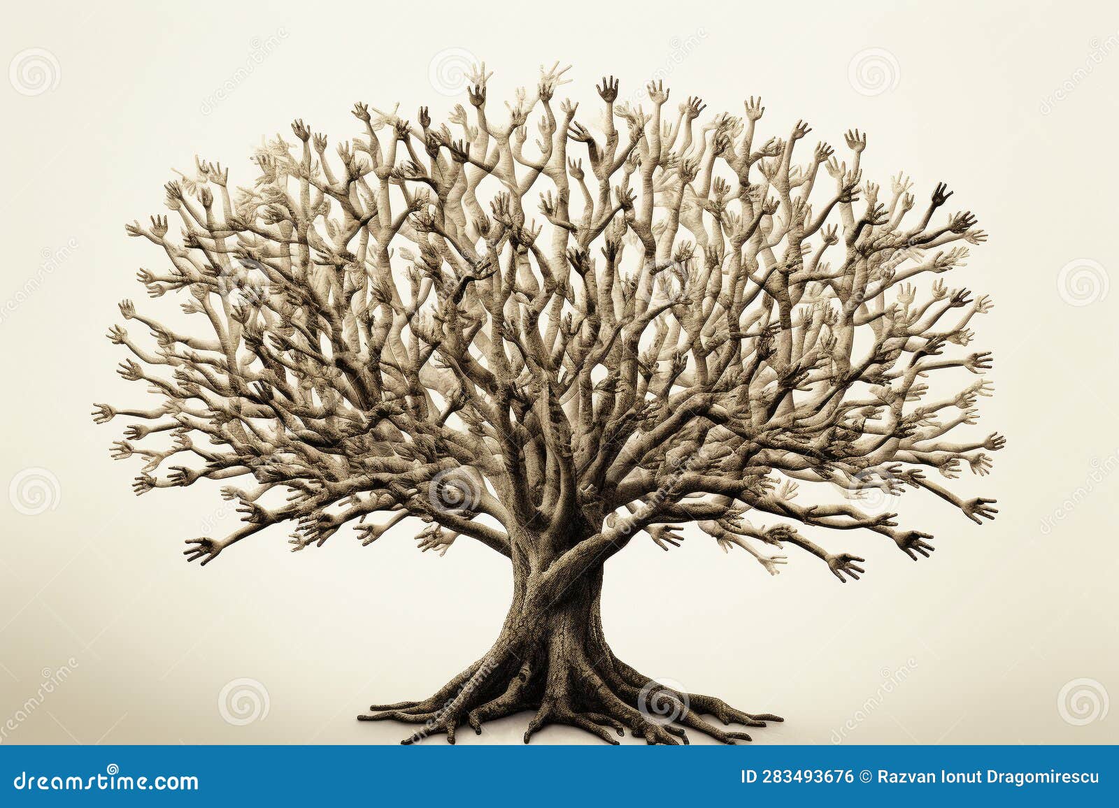 Tree Formed Entirely by Interconnected Human Figures, Symbolizing Unity ...