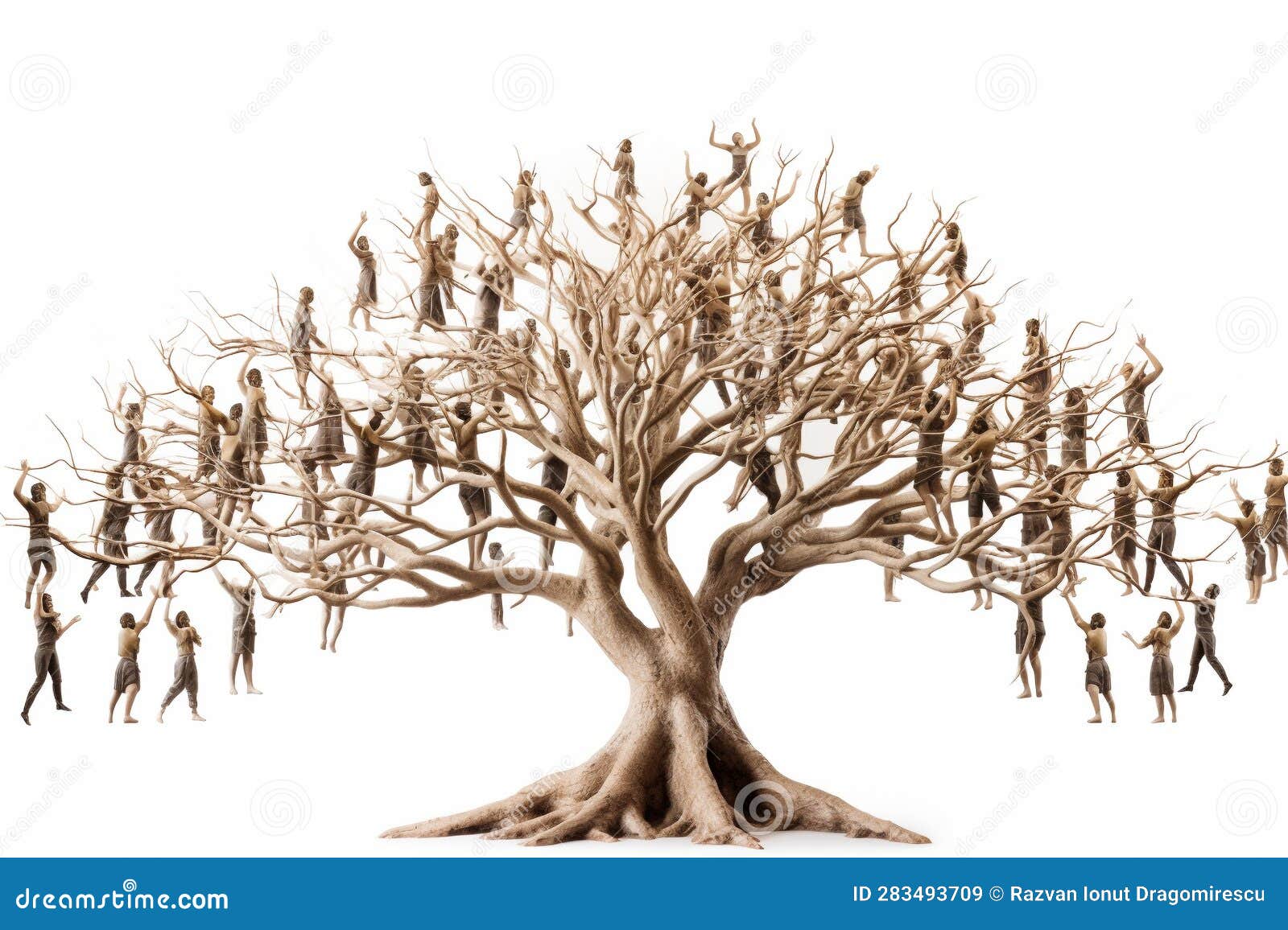 Tree Formed Entirely by Interconnected Human Figures, Symbolizing Unity ...