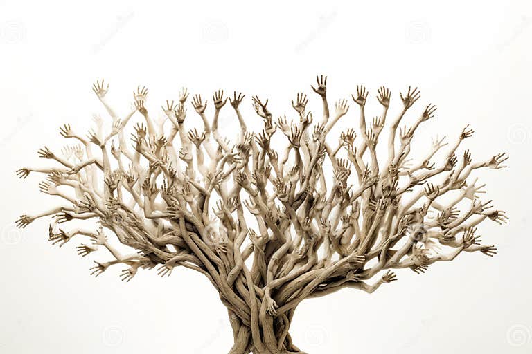 Tree Formed Entirely by Interconnected Human Figures, Symbolizing Unity ...