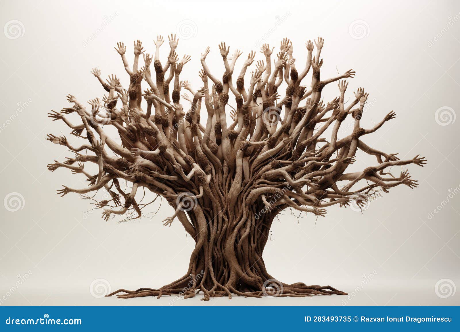 Tree Formed Entirely by Interconnected Human Figures, Symbolizing Unity ...