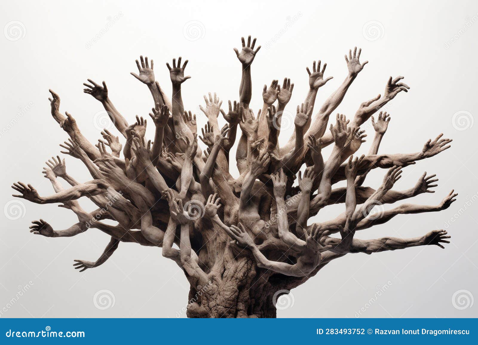 Tree Formed Entirely by Interconnected Human Figures, Symbolizing Unity ...