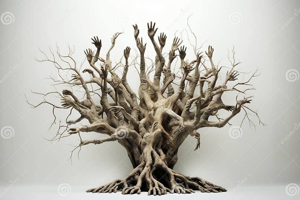 Tree Formed Entirely by Interconnected Human Figures, Symbolizing Unity ...