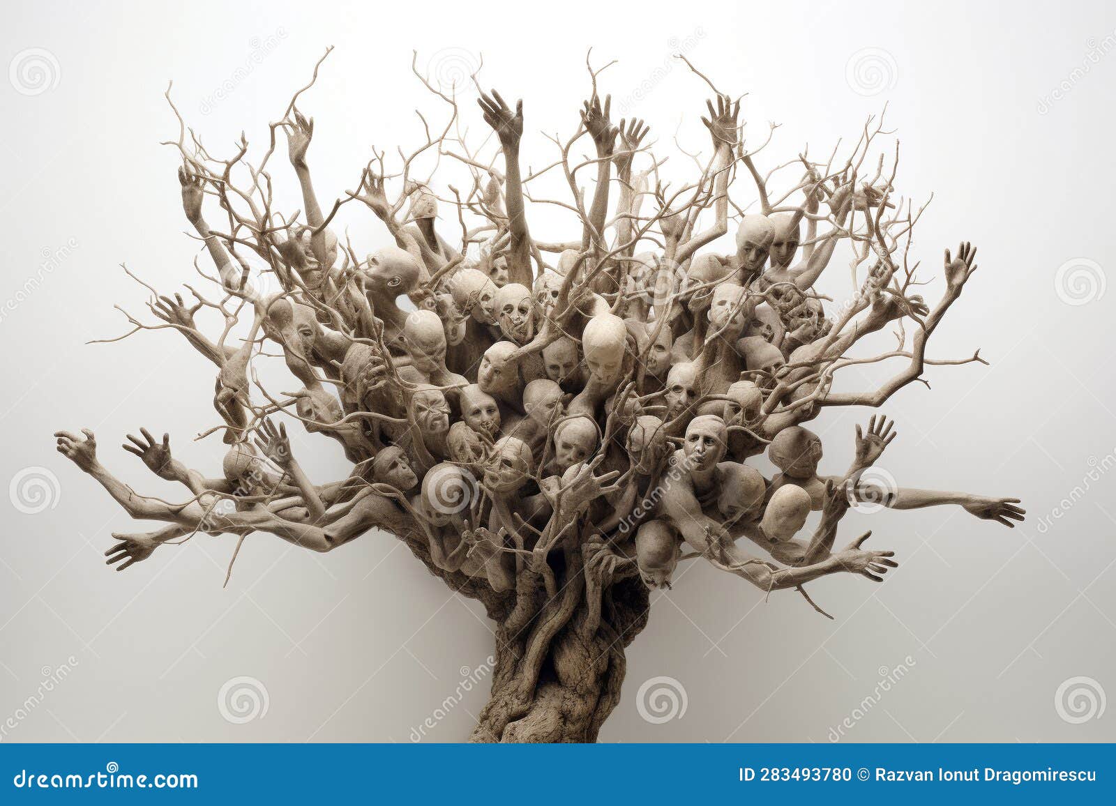 Tree Formed Entirely By Interconnected Human Figures, Symbolizing Unity ...