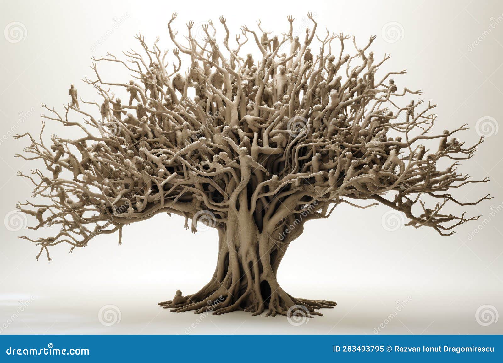 Tree Formed Entirely By Interconnected Human Figures, Symbolizing Unity ...